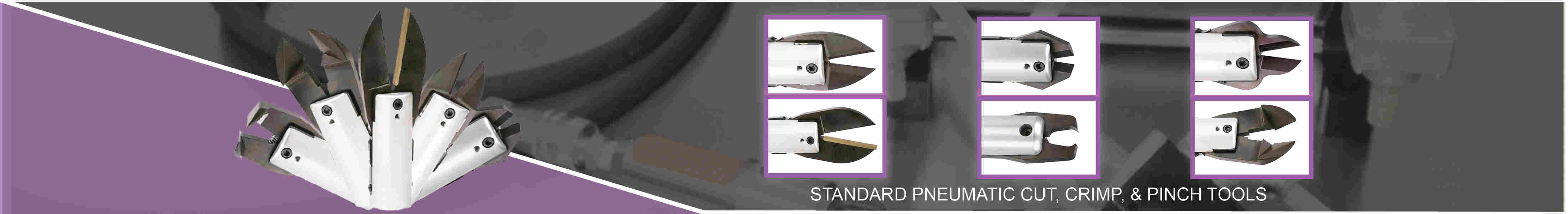 Pneumatic tools for cutting, crimping or tube pinching applications